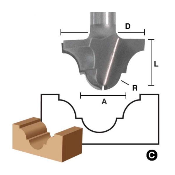 Eagle America MDF Door Router Bits with Cove and Bead Profile 3/16 Inch ...